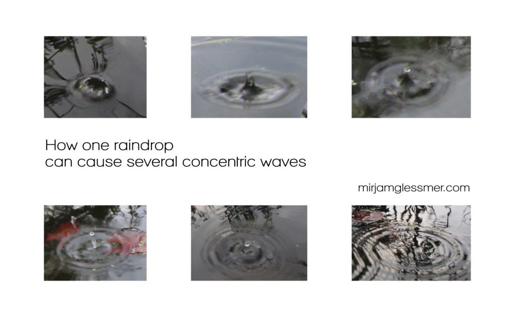 Rain on water - why does each raindrop cause several concentric waves ...