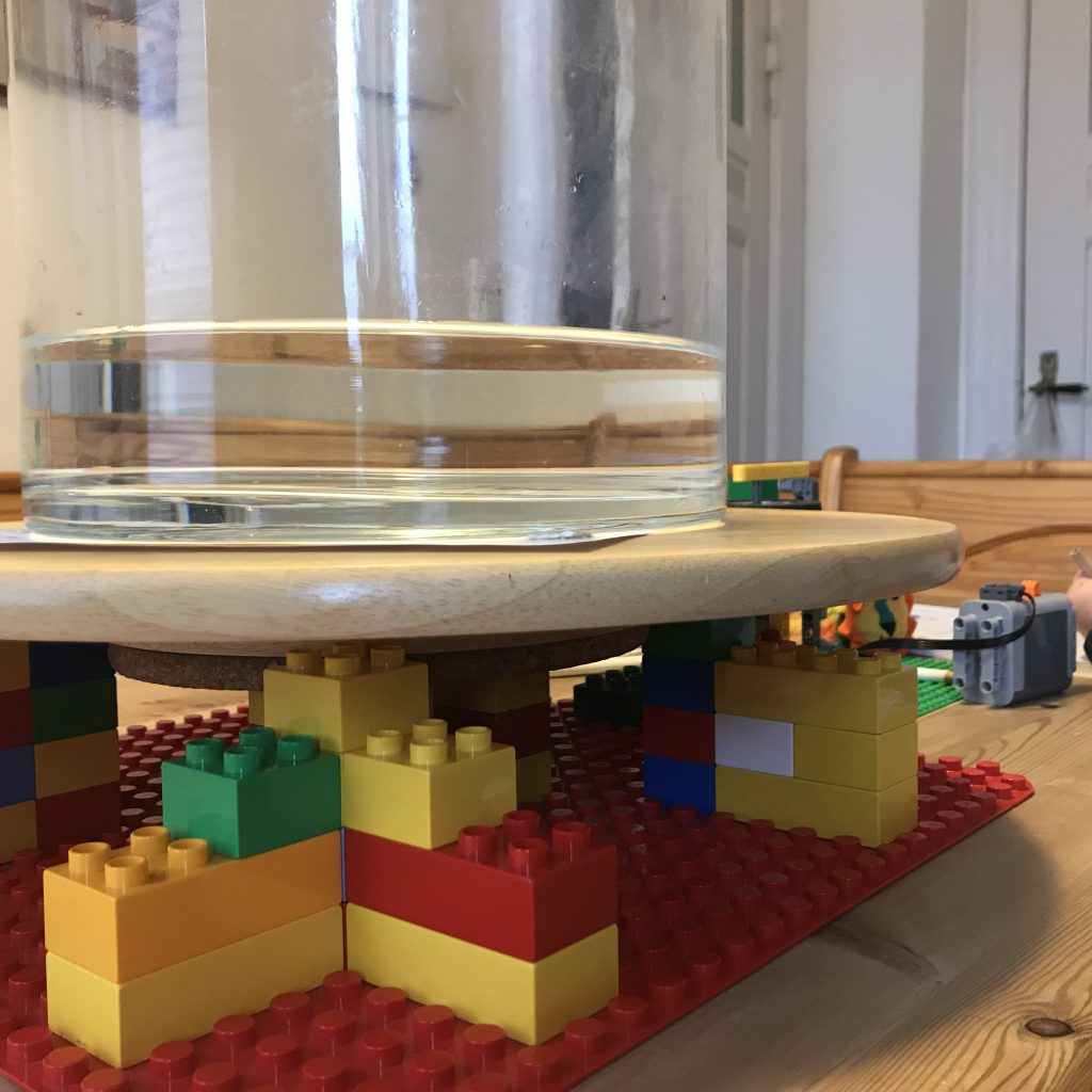 My first attempt at building a rotating table for kitchen oceanography ...