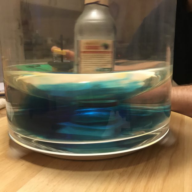 My first attempt at building a rotating table for kitchen oceanography ...