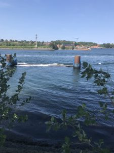 A pilot ship making waves, and what happens to the waves over time ...