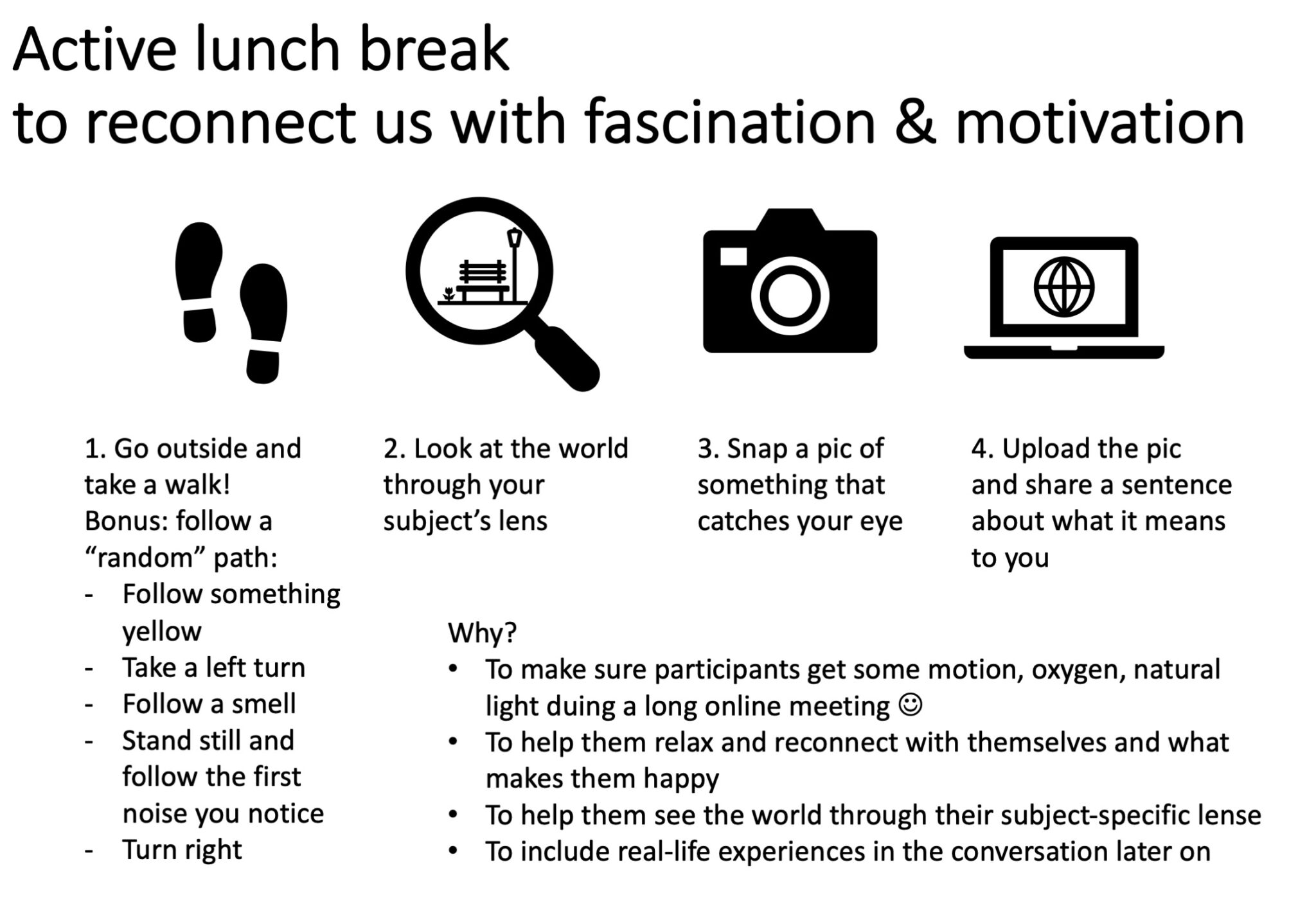 Using an active lunch break to see the world through our subject area’s ...